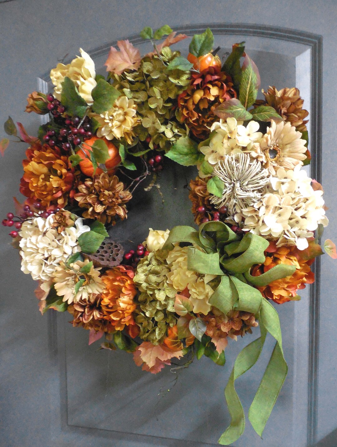 Fall Wreath for Door, Fall Foliage and Flowers, Outdoor Wreath, Autumn ...