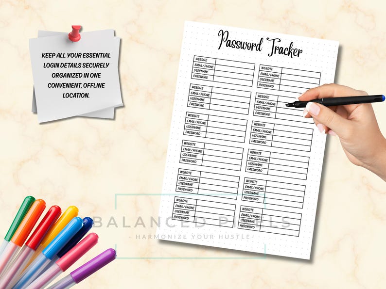 Password Tracker Printable | Website Password Log | Login and Username ...