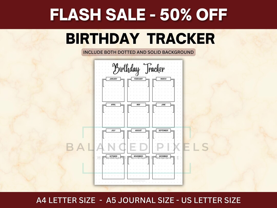 Birthday Tracker Printable - Perpetual Calendar PDF - Office Birthday ...