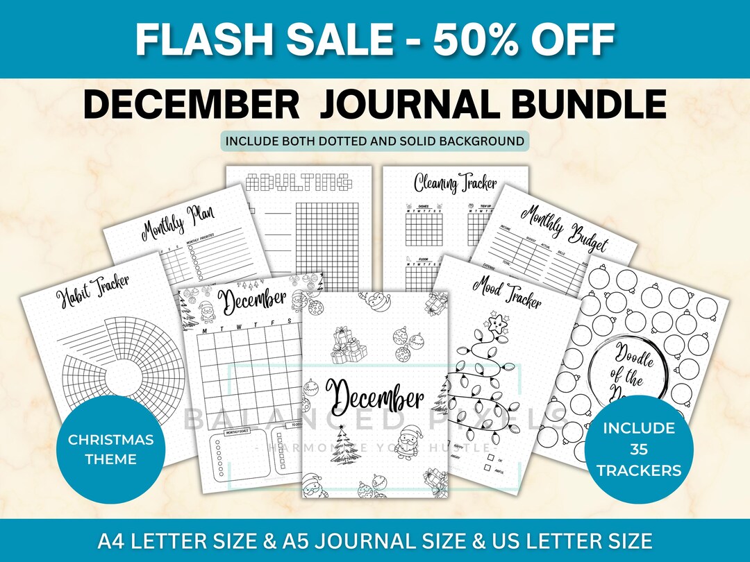 December Planner Bundle - Christmas Theme Printable - Undated Monthly ...