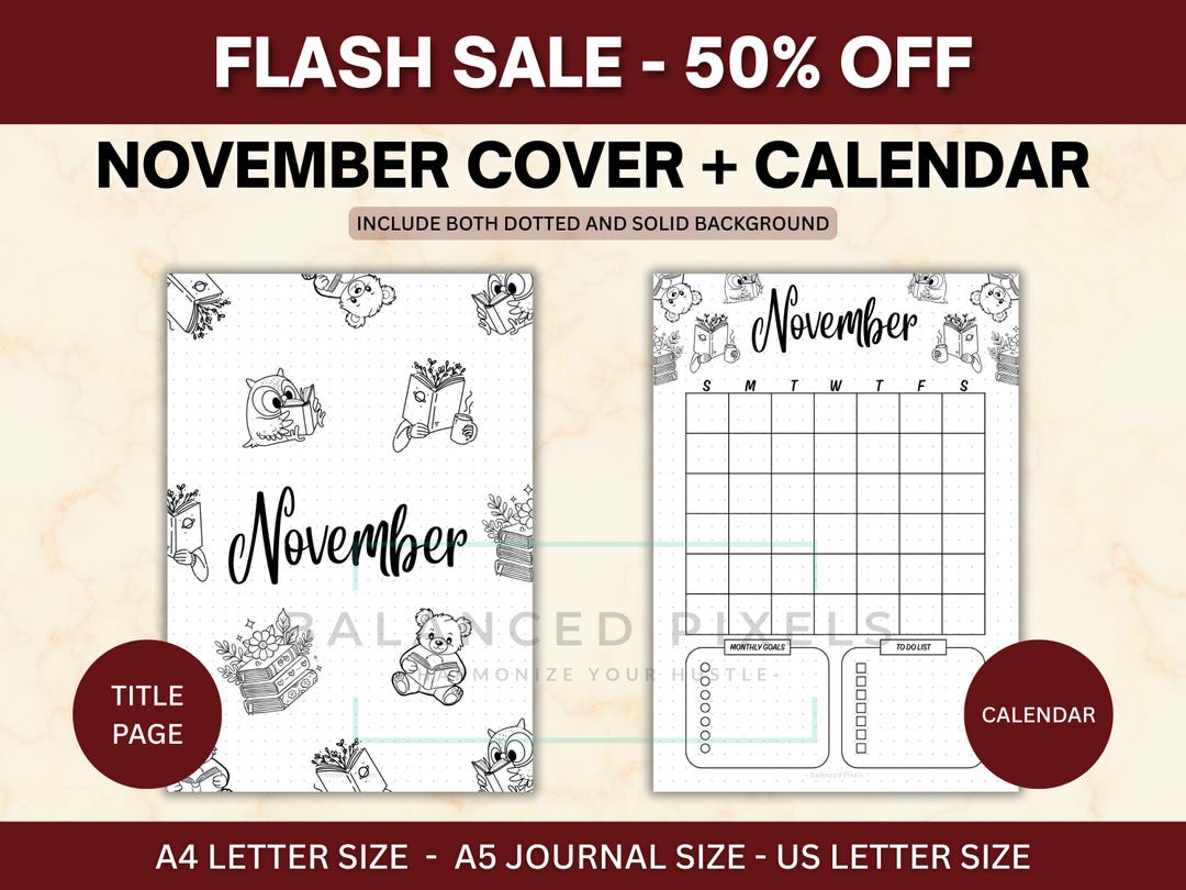 November Title Page - Cozy Reading Themed - November Calendar ...