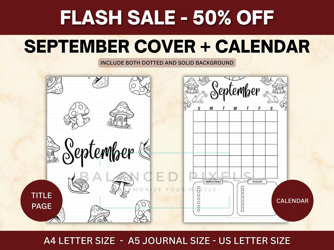 September Title Page - Mushroom Themed - September Calendar - Printable ...