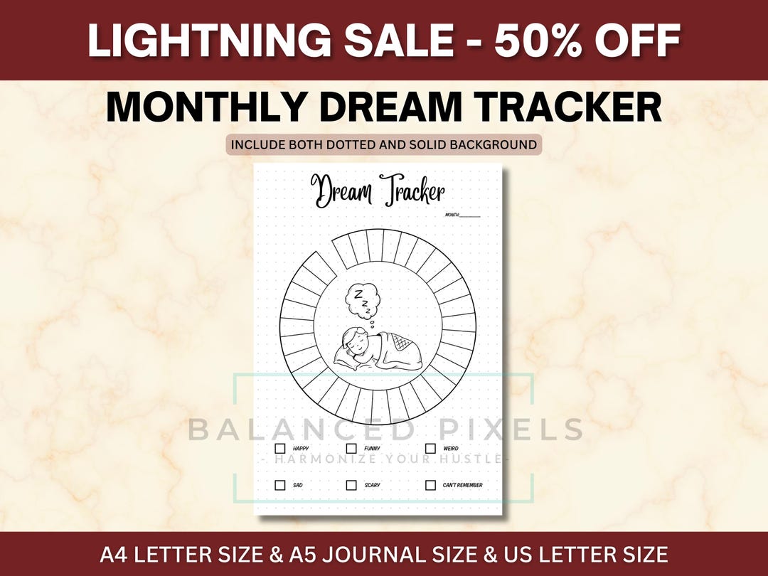 Monthly Dream Tracker: Printable Dream Journal (digital Download) - Etsy