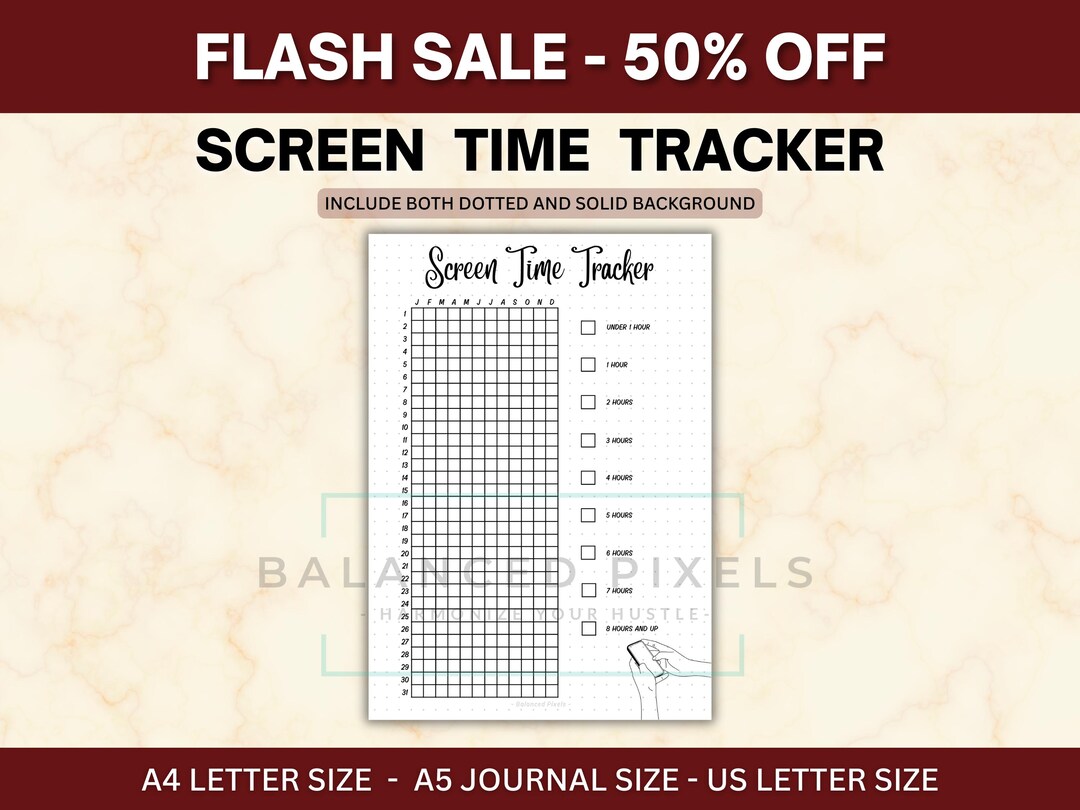Screen Time Tracker - Printable Digital Detox Log - Social Media Usage ...