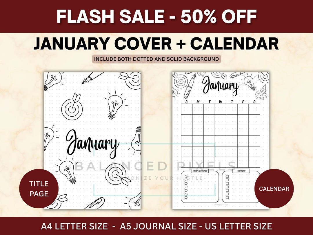 January Title Page - Goals and Plans Themed- January Calendar ...