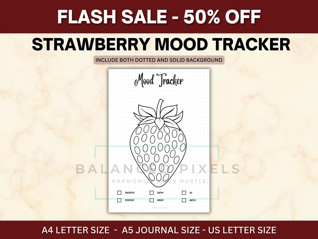 Strawberry Mood Tracker - Fruit Theme Printable - Summer Journal ...
