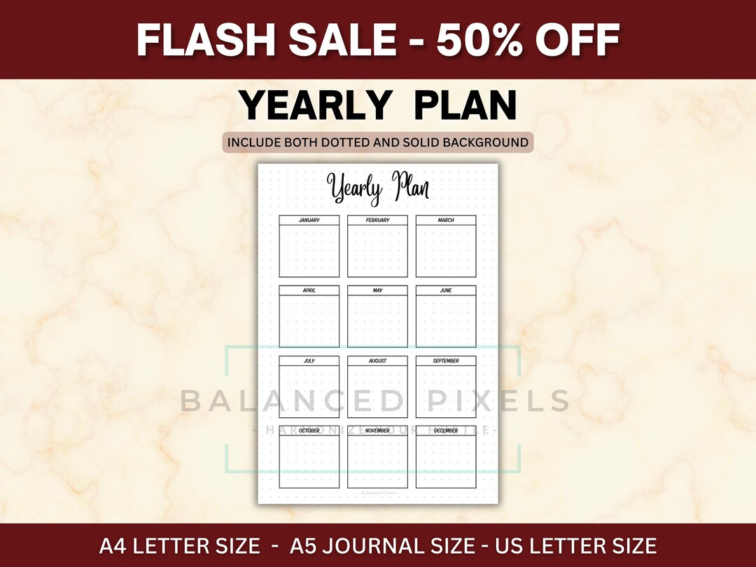 Yearly Planner Printable - Future Log Calendar PDF - Year at a Glance ...