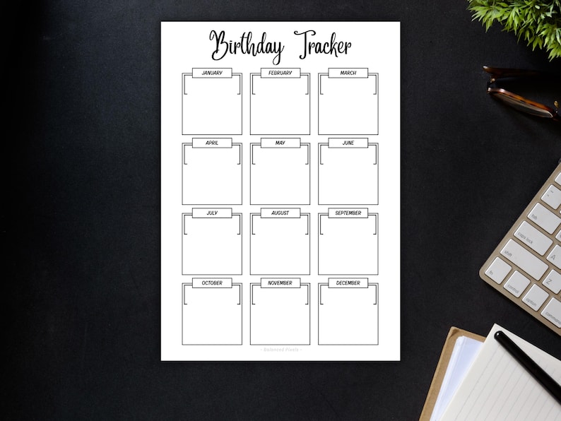 Birthday Tracker Printable - Perpetual Calendar PDF - Office Birthday ...