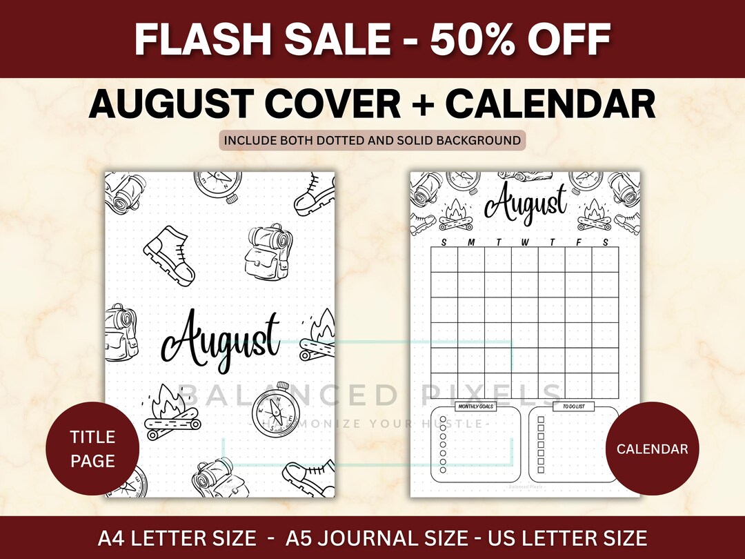 August Title Page - Camping Themed - August Calendar - Printable ...
