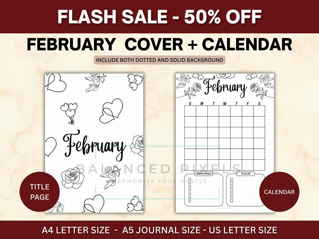 February Title Page - Heart Themed - February Calendar - Printable ...