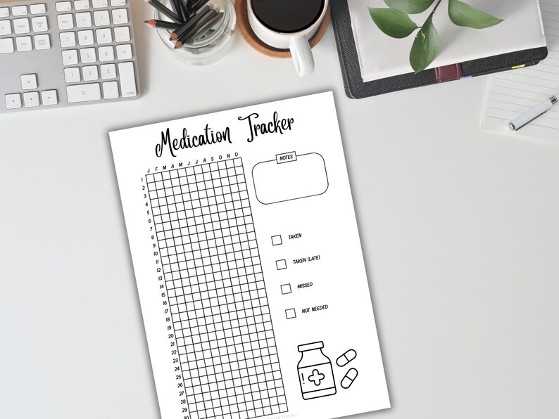 Yearly Medication Tracker - Printable Pill Log PDF - Prescription ...