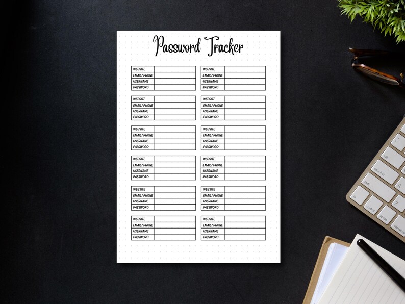 Password Tracker Printable | Website Password Log | Login and Username ...