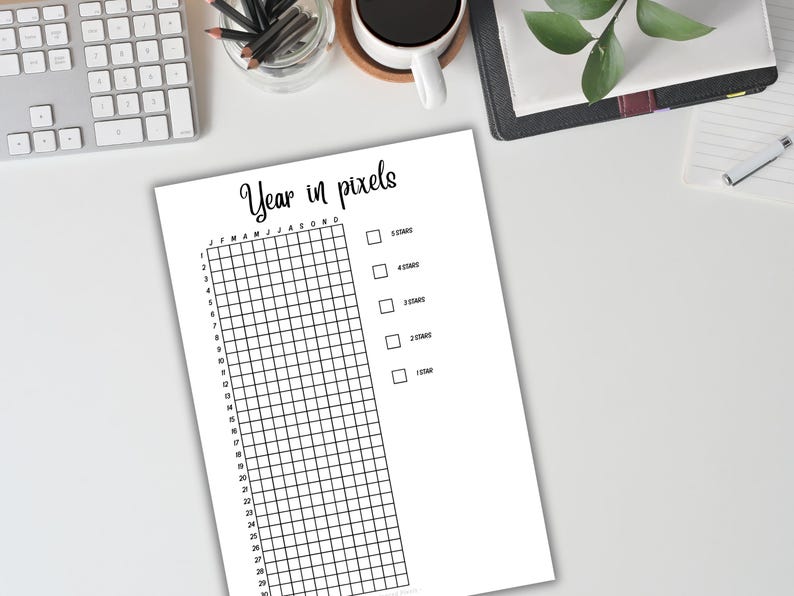 Year in Pixels Mood Tracker - Printable Mental Health Log - Daily ...