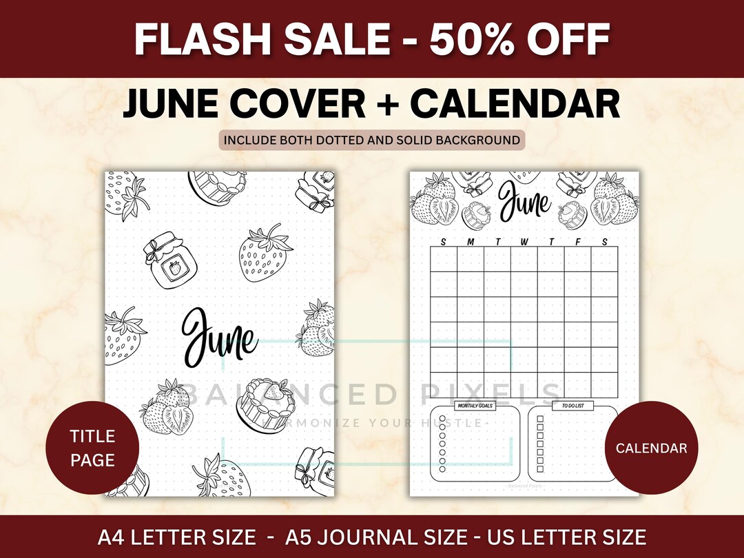 June Title Page - Strawberry Season Themed - June Calendar - Printable ...