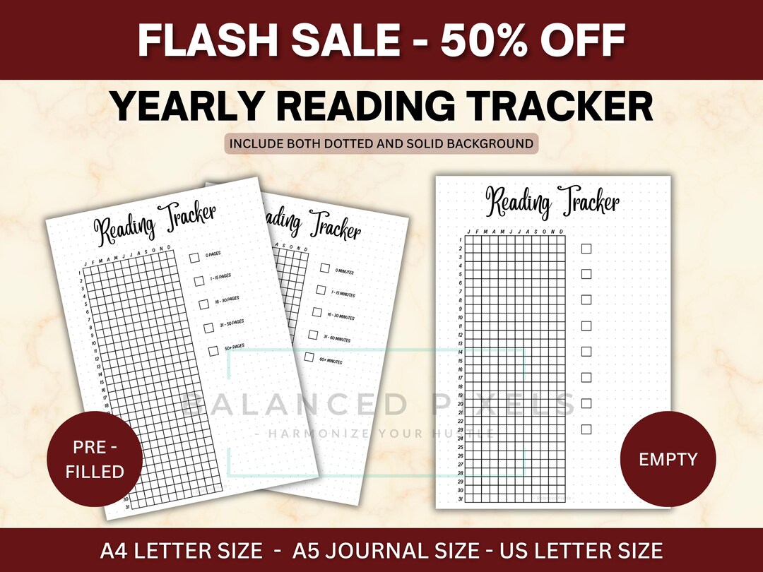 Yearly Reading Tracker Printable- Yearly Book Log PDF - Annual Habit ...