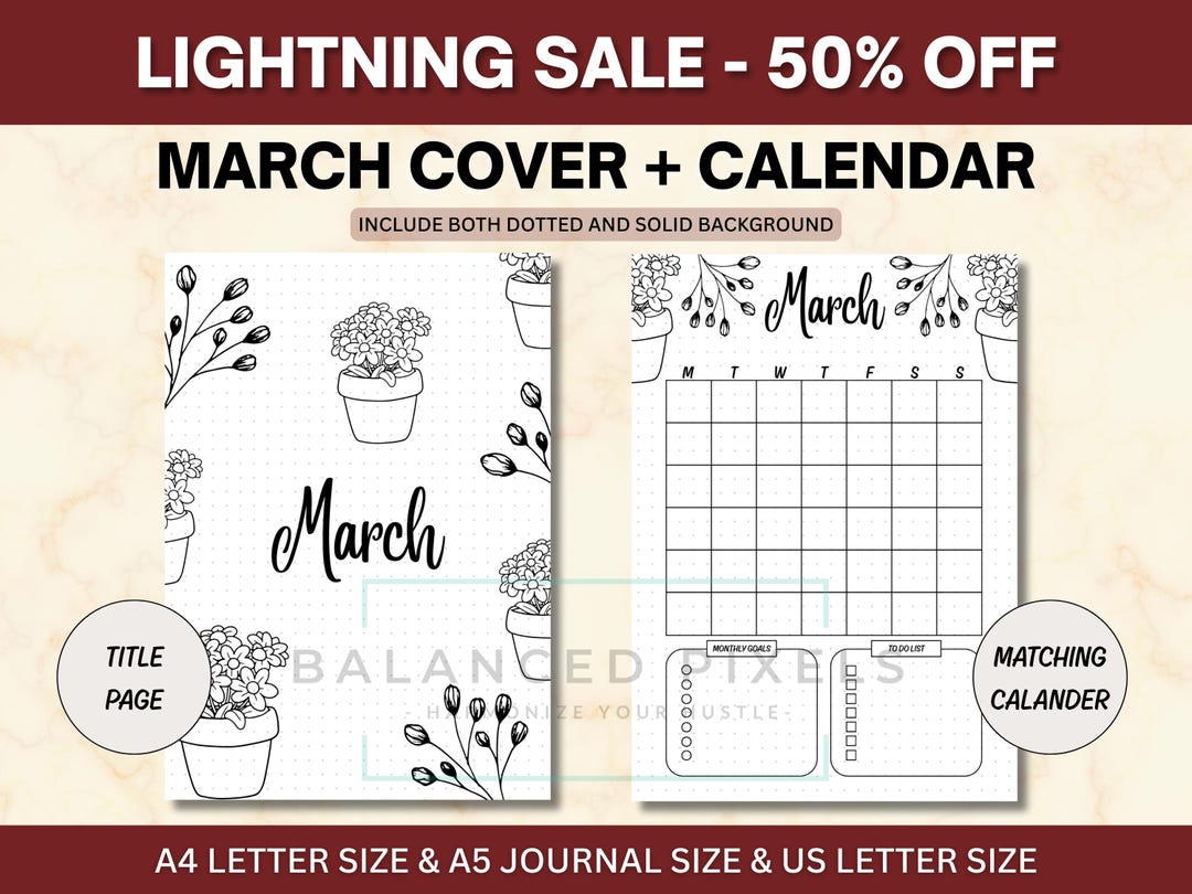 March Title Page - Plants - March Calendar - Printable Planner ...