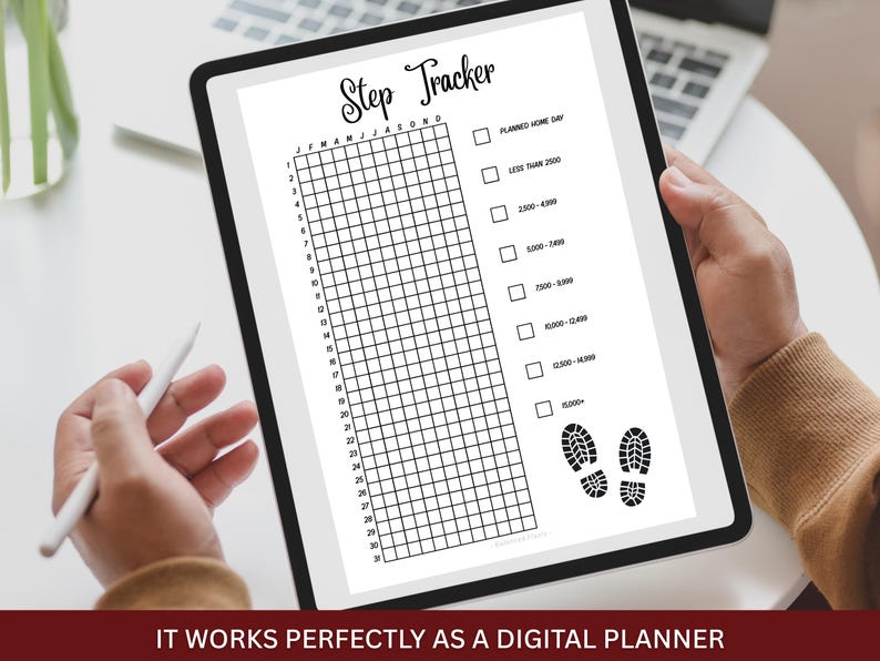 Yearly Step Count Tracker - Printable Fitness Log PDF - Year in Pixels ...