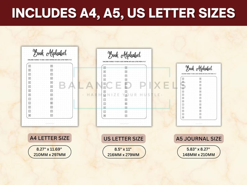 Book Alphabet Challenge Tracker - A-Z Reading Log - Printable Book ...