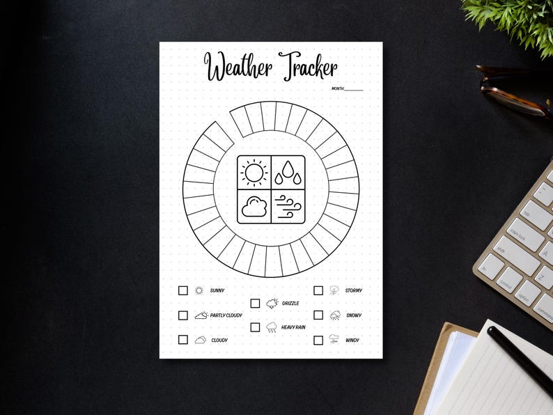Monthly Weather Tracker: Printable Journal & Seasonal Planner (digital ...