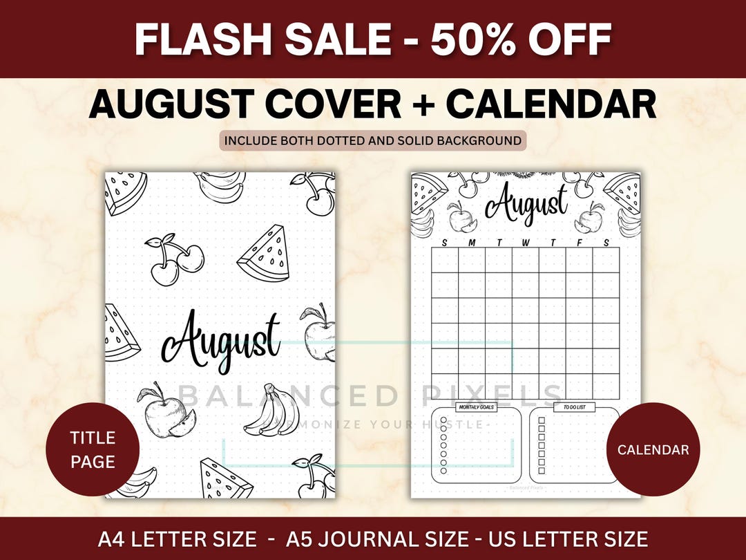 August Title Page - Fruit Themed - August Calendar - Printable Planner ...