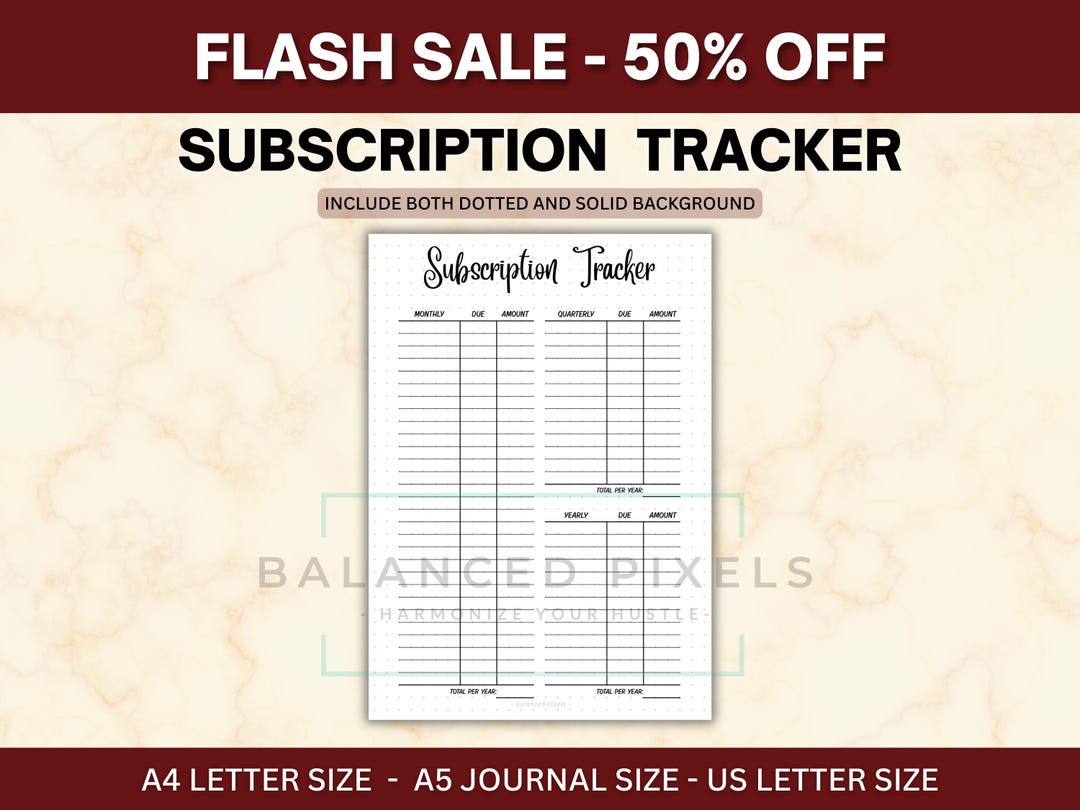 Subscription Tracker Printable - Monthly Bill Manager PDF - Recurring ...