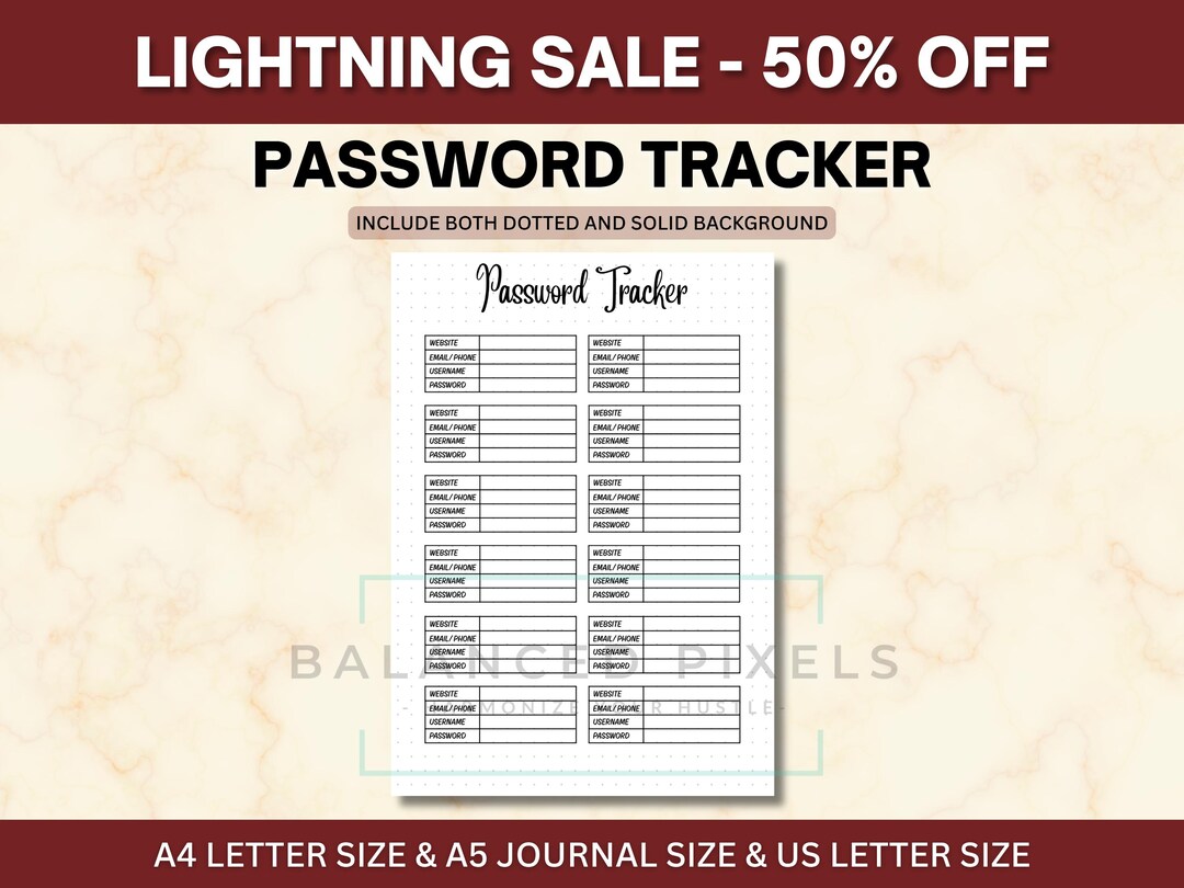 Password Tracker Printable | Website Password Log | Login and Username ...