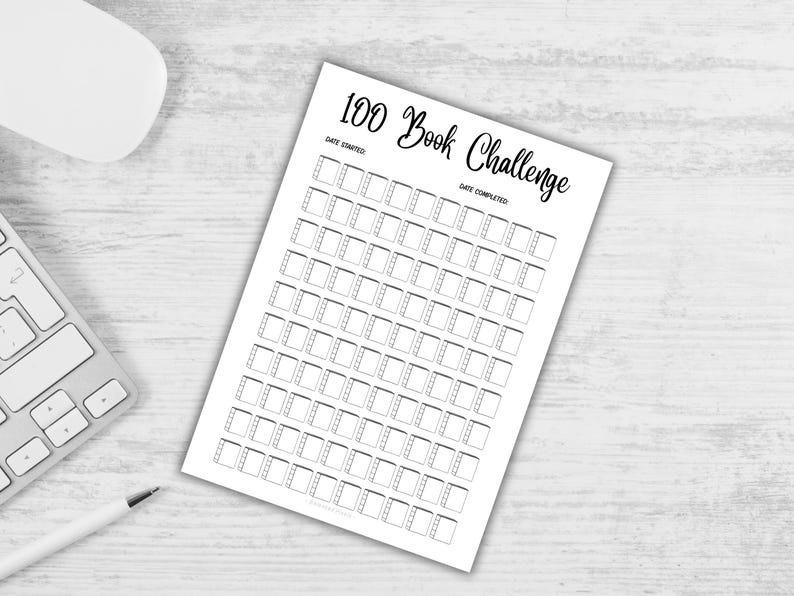 100 Book Challenge Tracker - Printable Reading Log - Ultimate Book Goal ...