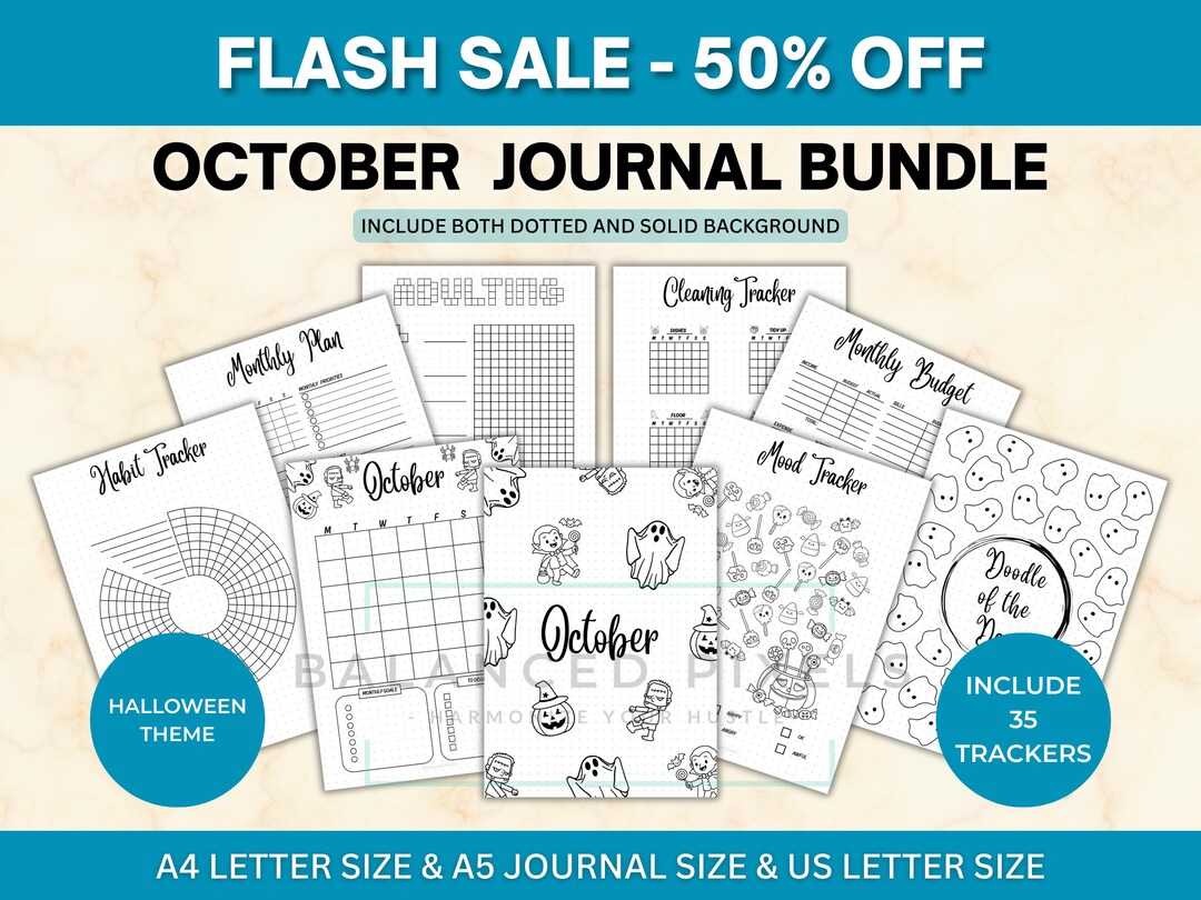 October Planner Bundle - Halloween Theme Printable - Undated Monthly ...