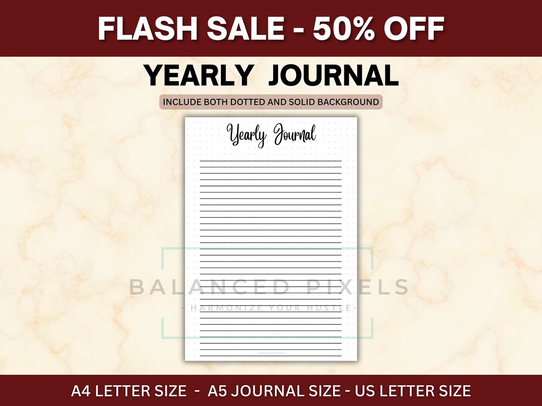 Yearly Journal Printable - Lined Notebook Page PDF - Brain Dump Writing ...