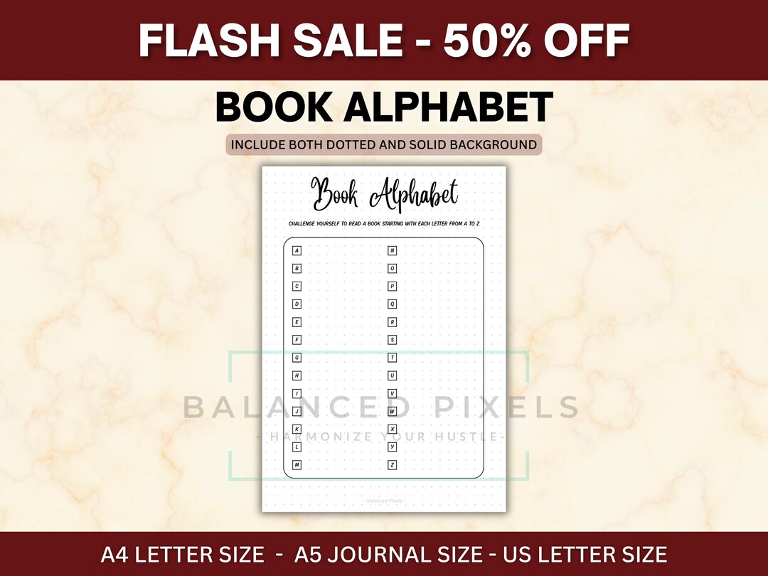 Book Alphabet Challenge Tracker - A-Z Reading Log - Printable Book ...