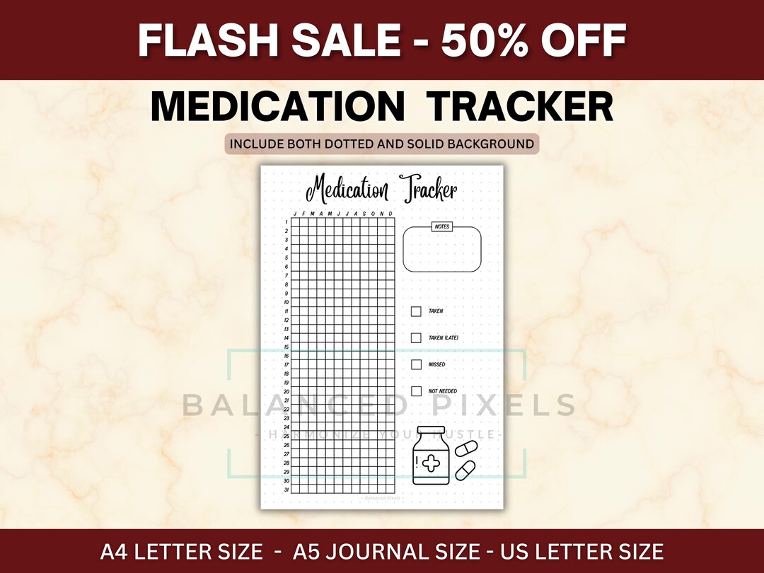 Yearly Medication Tracker - Printable Pill Log PDF - Prescription ...