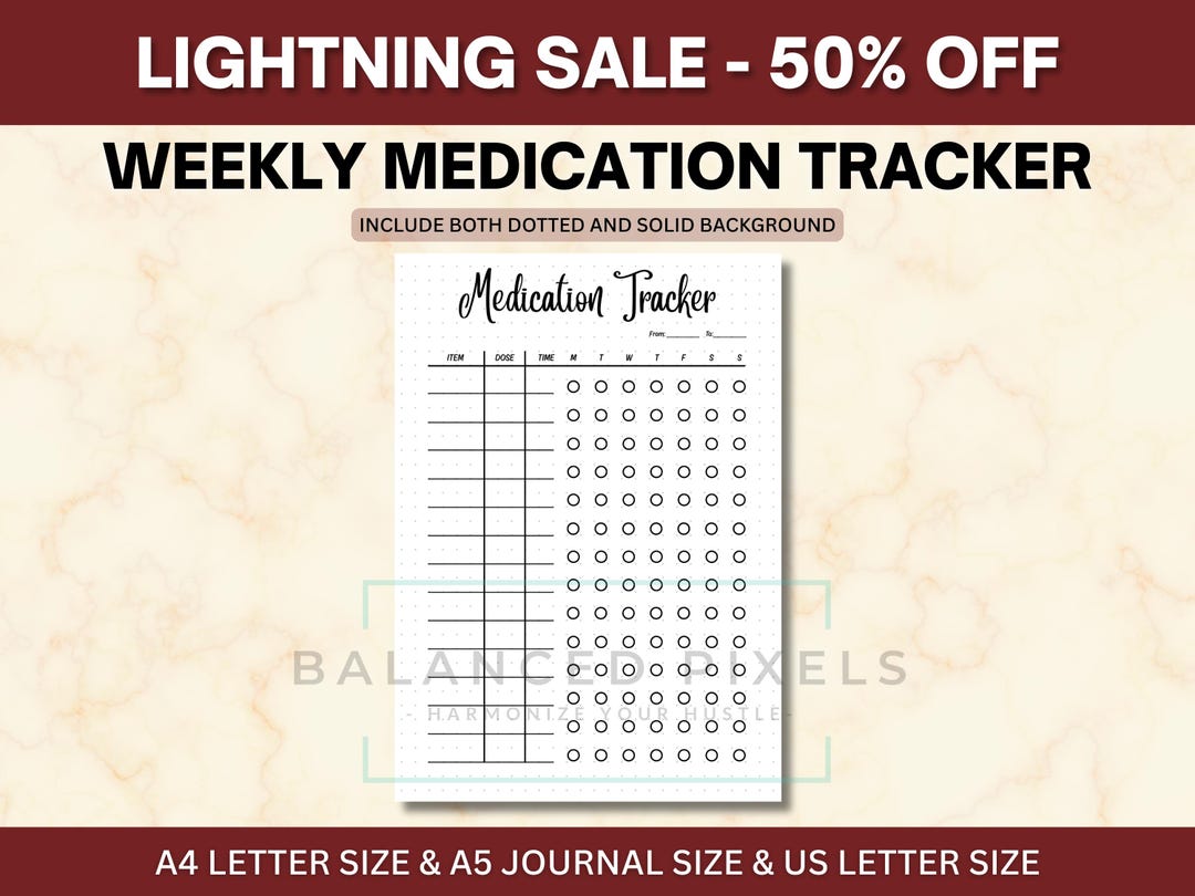Weekly Medication Tracker | Pill Organizer | Medicine Log | Daily ...