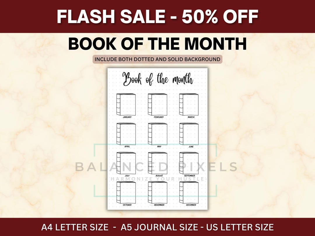 Book of the Month Tracker - Yearly Reading Highlight Log - Monthly ...