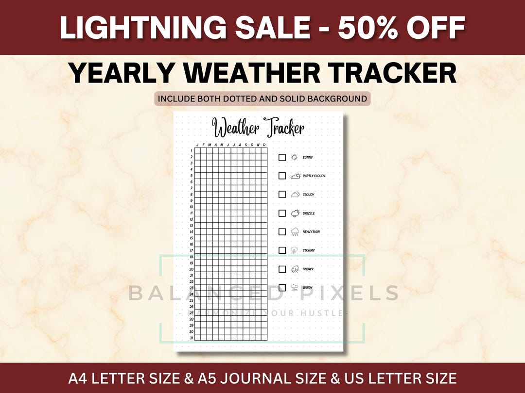 Yearly Weather Tracker: Nature Journal, Weather Log (digital Download ...