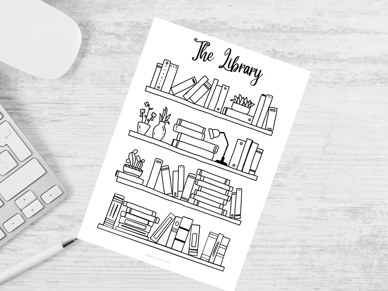 Bookshelf Reading Tracker - Coloring Page Book Log - Printable Library ...