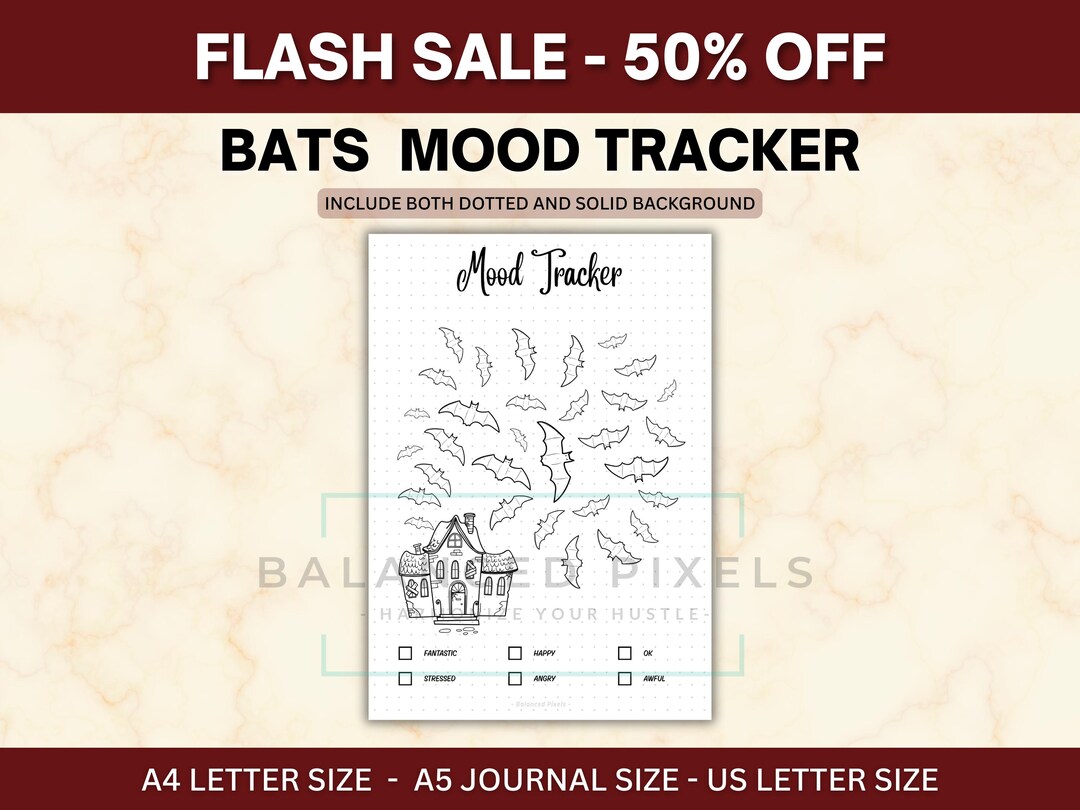 Bat Mood Tracker - Haunted House Printable - Halloween Journal ...
