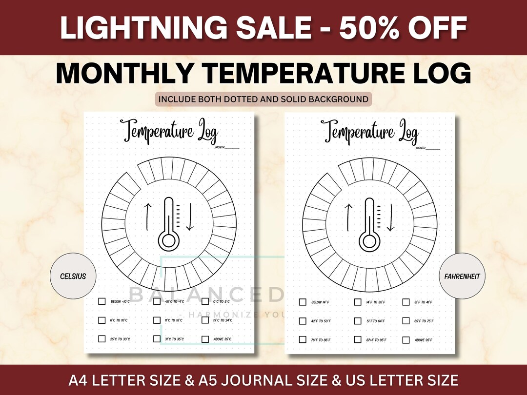 Monthly Temperature Log: Daily Weather Tracker (digital Download) - Etsy