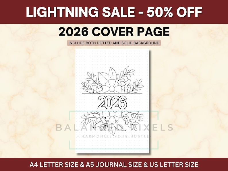 2026 Planner Cover Printable | Floral Journal Cover | Bujo Title Page ...