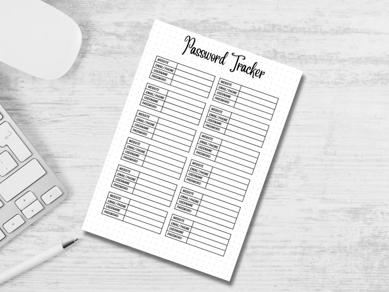 Password Tracker Printable | Website Password Log | Login and Username ...
