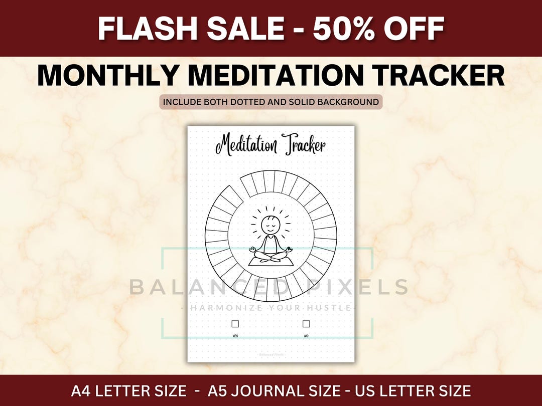 Monthly Meditation Tracker - Printable Circular Log PDF - Mindfulness ...