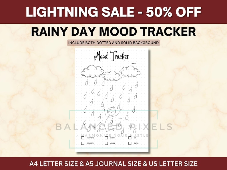 Rainy Day Mood Tracker | Printable Wellness Log | Weather Journal Page ...