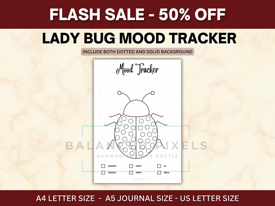 Ladybug Mood Tracker - Cute Insect Printable - Spring Journal - Monthly ...