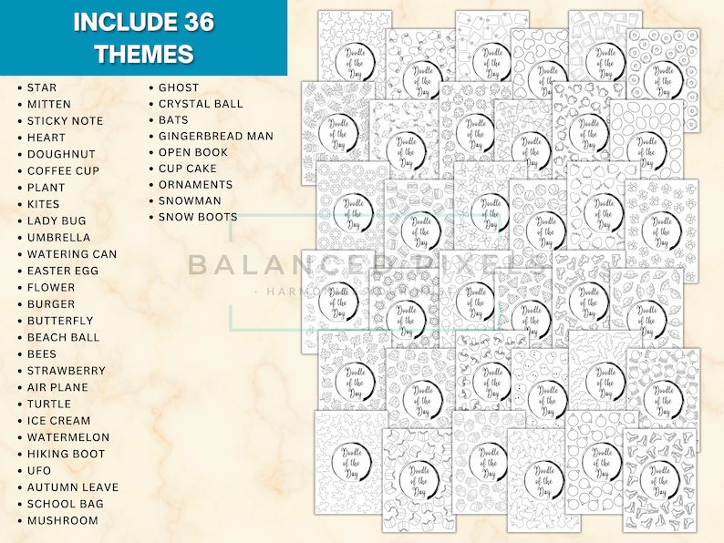 Printable Doodle of the Day Bundle - 36 Monthly Drawing Challenges ...
