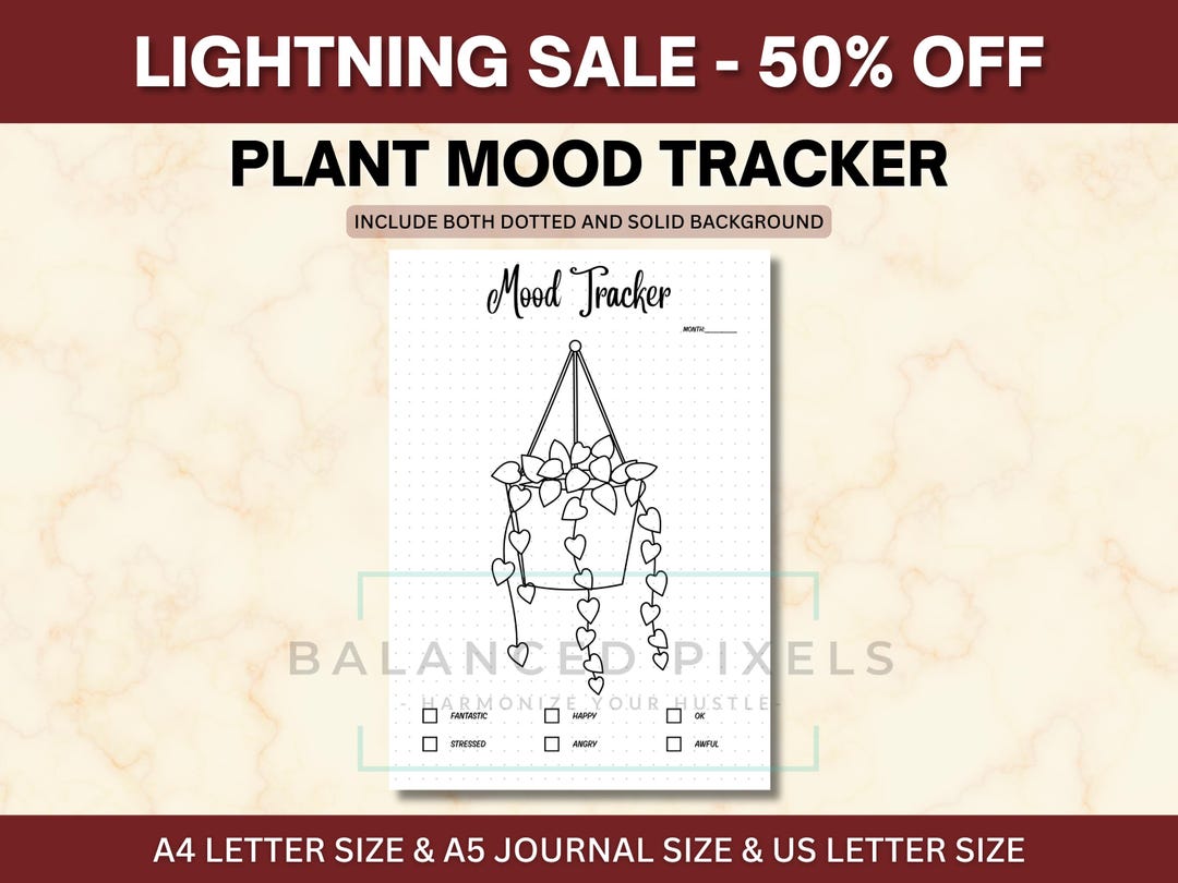 Plant Mood Tracker | Printable Hanging Plant Log | Botanical Wellness ...