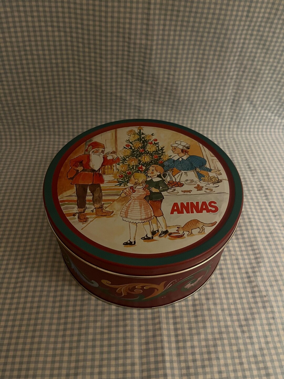 Swedish Vintage Biscuit Tin | Red Scandinavian Decorative Cookie Box - Etsy