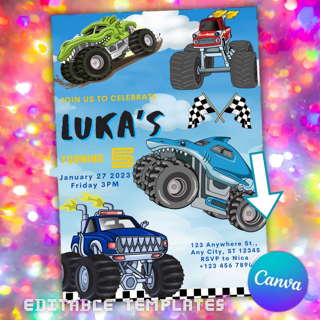Personalised Monster Truck Birthday Card | Monster Truck Birthday Card ...