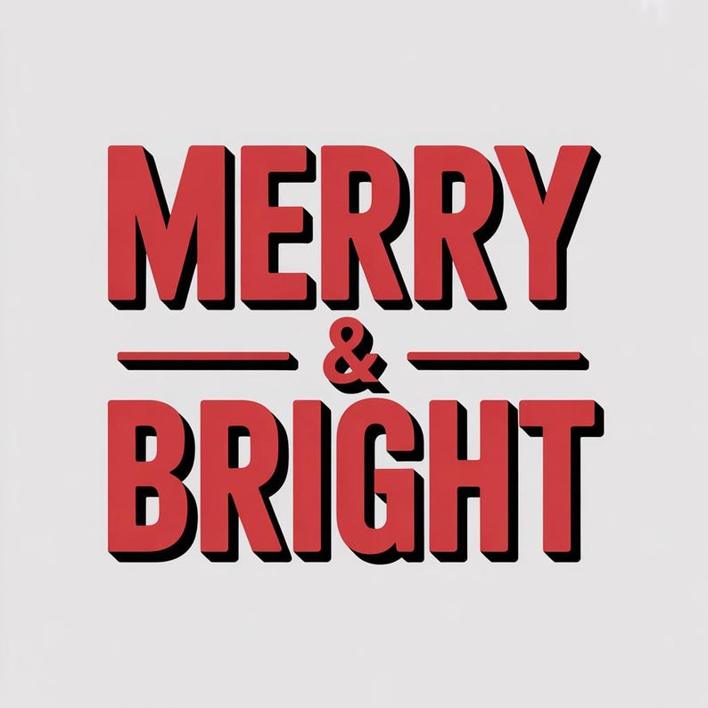 Merry and Bright Christmas Clipart | Retro Holiday Design (PNG & SVG ...