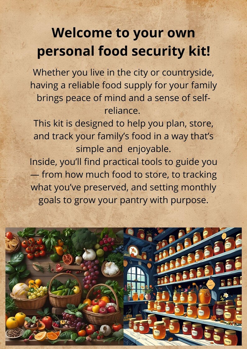 Family Food Security Kit /printable Food Storage Planner & Checklist ...