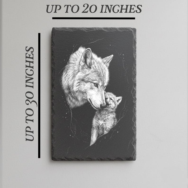 Wolf Mother and Pup PNG | Wildlife Nursery Art | Slate Laser Engraving ...