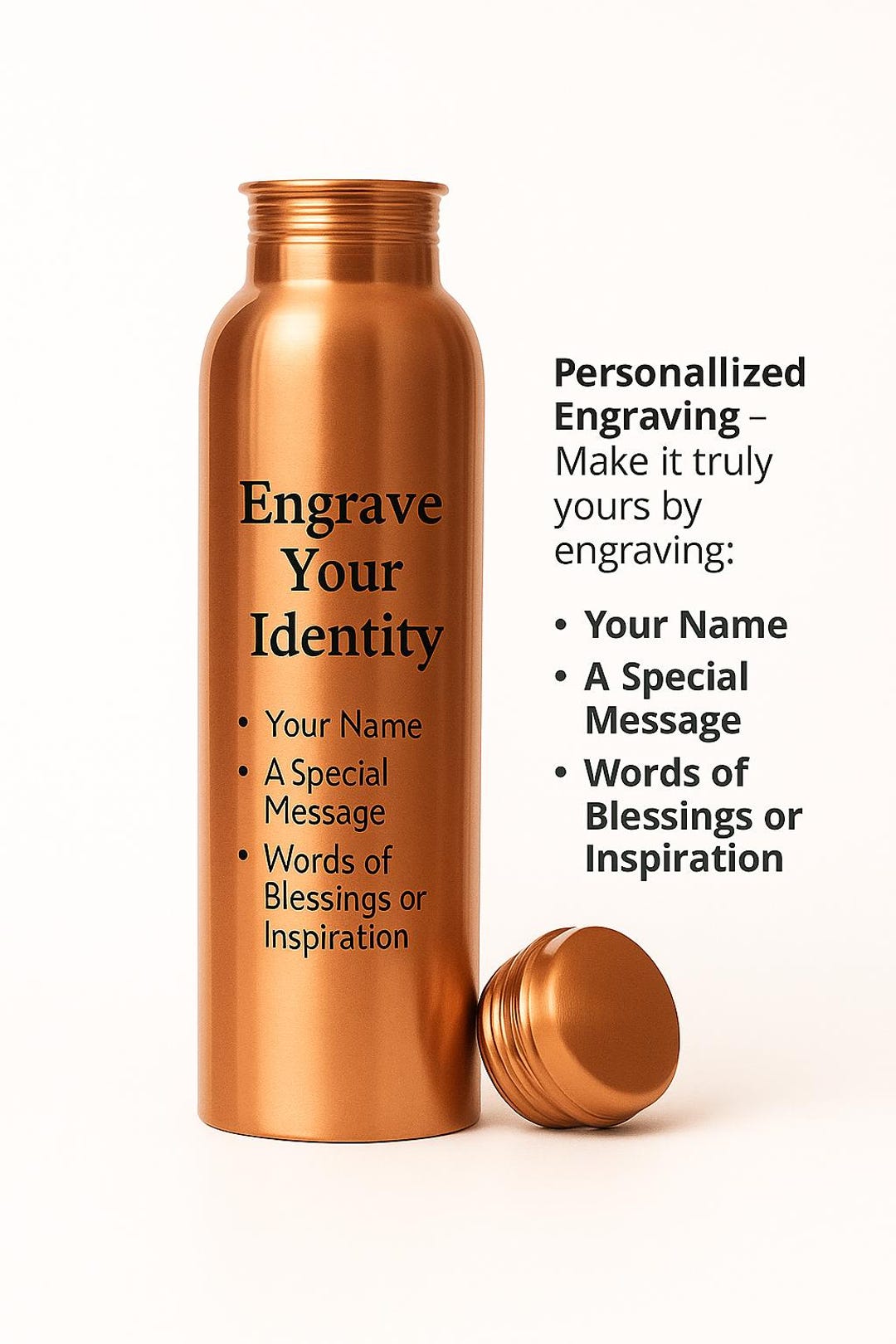 100% Pure Copper Bottle Boost Immunity, Aid Digestion, Improve Skin ...